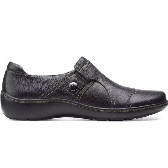 Clarks | Shoes | Clarks Cora Poppy Full Grain Leather Black Comfort ...